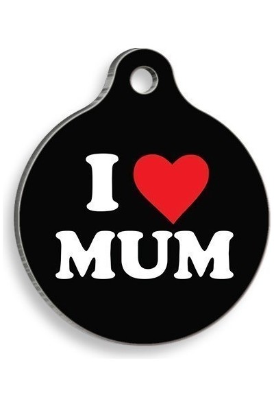 Altın Pati Annemi Seviyorum Siyah Yuvarlak Kedi ve Köpek Künyesi