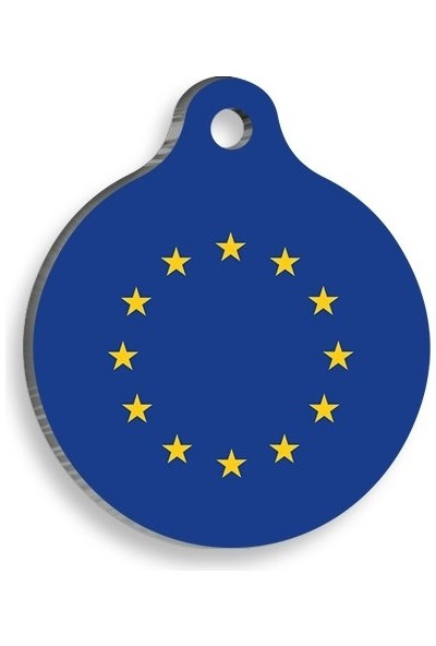 Altın Pati Avrupa Birliği Yuvarlak Kedi ve Köpek Künyesi