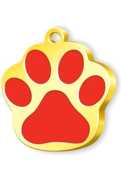 Altın Pati Altın Kaplama Pati Büyük Künye - Kırmızı