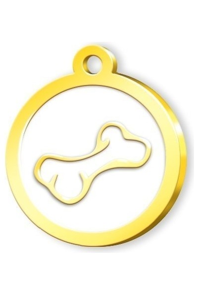 Altın Pati Altın Kaplama Kemik Künye - Beyaz