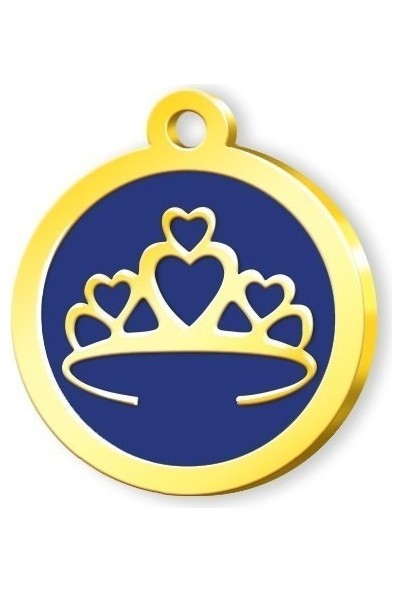 Altın Pati Altın Kaplama Taçlı Künye - Mavi