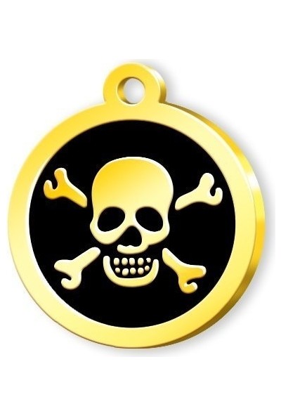 Altın Pati Altın Kaplama Kuru Kafa Künye - Siyah