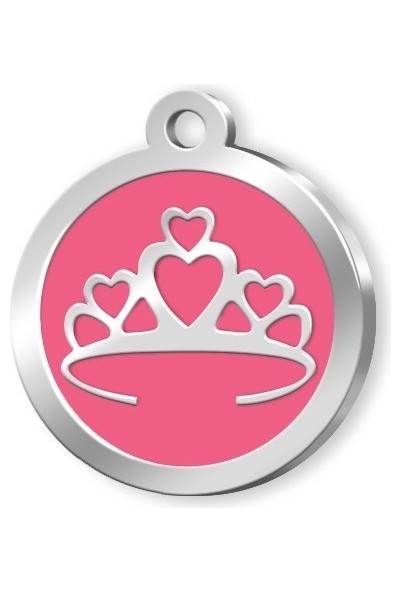 Altın Pati Mineli Seri Taçlı Künye Pembe