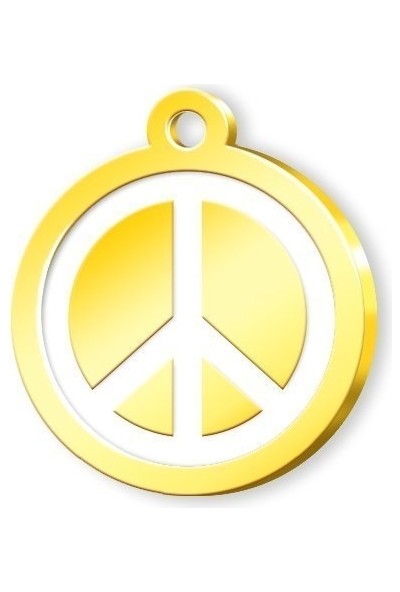 Altın Pati Altın Kaplama Dünya Barışı Künye - Beyaz