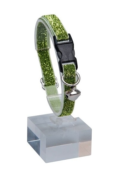 Altın Pati Simli Kadife Zilli Ayarlanabilir Kedi Boyun Tasması 22-30 cm Yeşil Altın Pati Simli Kadife Zilli Ayarlanabilir Kedi Boyun Tasması 22-30 cm Yeşil