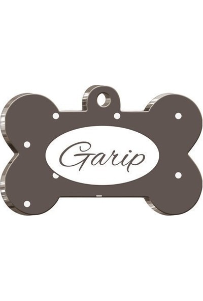 Altın Pati Gri-Siyah Kemik Şekilli Kedi Köpek Künyesi