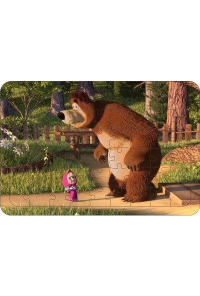 Güven Serigrafi Maşa ile Koca Ayı 7 54 Parça Çerçeveli Ahşap Puzzle Yapboz