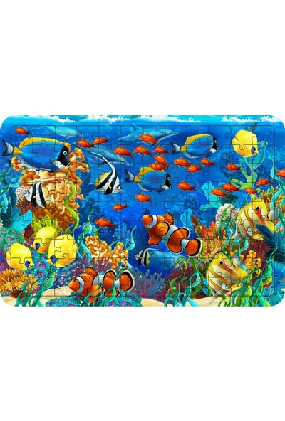 Güven Serigrafi Balıklar Model5 108 Parça Ahşap Çocuk Puzzle Yapboz