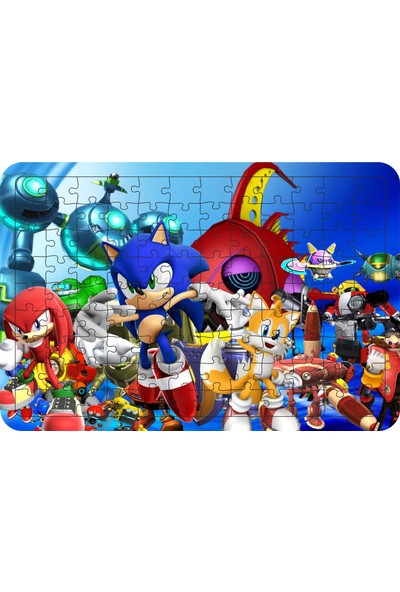 Güven Serigrafi Sonic 108 Parça Ahşap Çocuk Puzzle Yapboz
