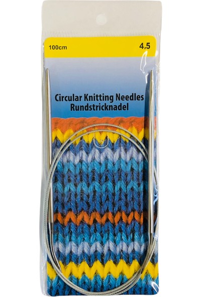 Çelik Telli Misinalı Şiş 100 cm 4,5 mm Örgü Şişi