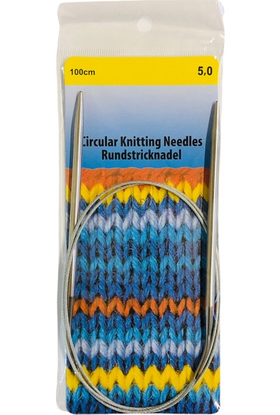 Çelik Telli Misinalı Şiş 100 cm 5 mm Örgü Şişi