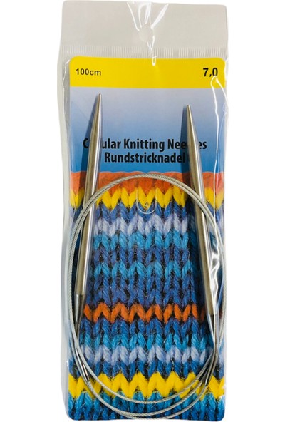 Çelik Telli Misinalı Şiş 100 cm 7 mm Örgü Şişi