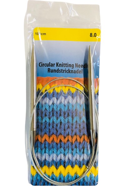 Çelik Telli Misinalı Şiş 100 cm 8 mm Örgü Şişi