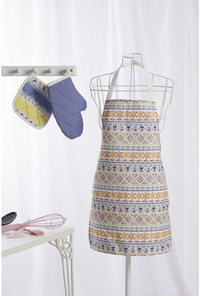 Etnik Desen Mutfak Önlüğü Seti
