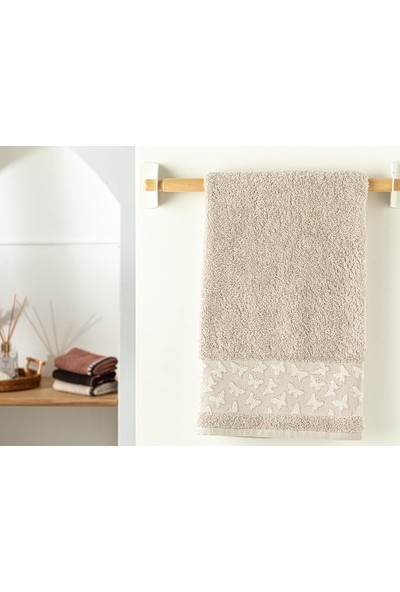 English Home Butterfly Dream Bordürü Jakarlı Yüz Havlusu 50X80 cm Bej English Home Butterfly Dream Bordürü Jakarlı Yüz Havlusu 50X80 cm Bej