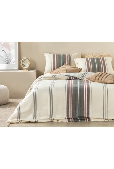 English Home Wooden Natural Ipliği Boyalı Tek Kişilik Nevresim Takımı 160 x 220 cm Bordo