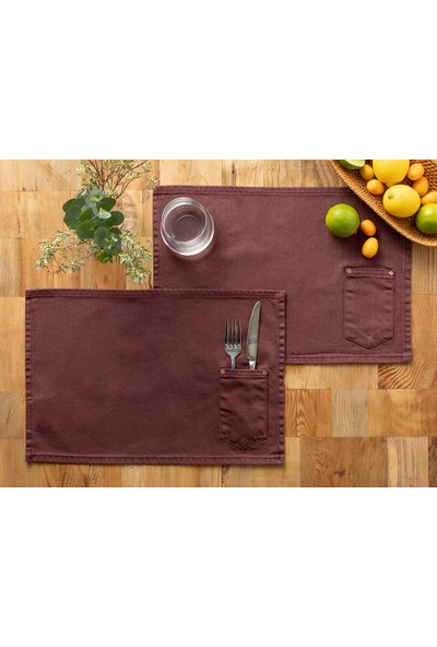 English Home Harvey Pamuk 2'li Amerıkan Servıs 30 x 45 cm Mürdüm