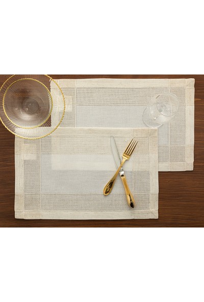 English Home Norah 2'li Amerikan Servis 30X45 cm Beyaz - Bej English Home Norah 2'li Amerikan Servis 30X45 cm Beyaz - Bej