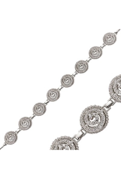 Gumush Gümüş Beyaz Taşlı Kadın Bileklik