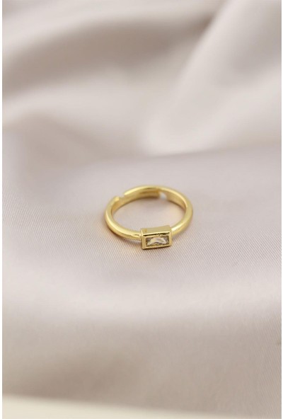 Clariss Gold Renk Metal Şeffaf Taşlı Kadın Yüzük