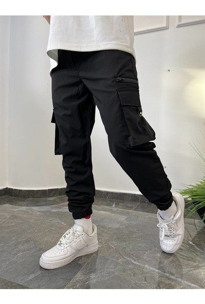 Nomarc Tokalı Cep Detaylı Siyah Kargo Pantolon