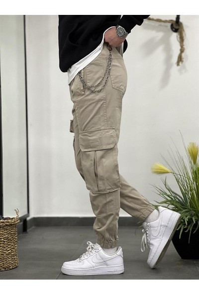 Nomarc Zincirli Krem Kargo Pantolon