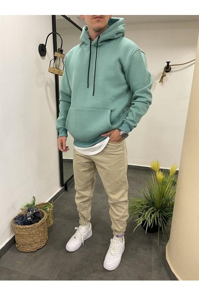 Nomarc Basic Kapüşonlu Mint Yeşili Sweatshirt