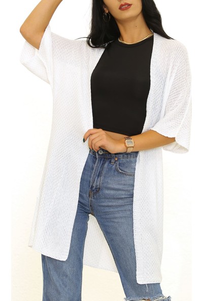 Berlin Shop Yarasa Kol Hırka Beyaz - 7473.344.