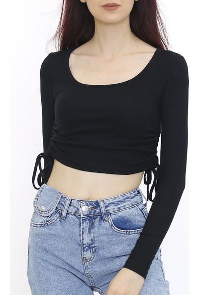 Berlin Shop Yanı Büzgülü Bluz Siyah - 7643.316.