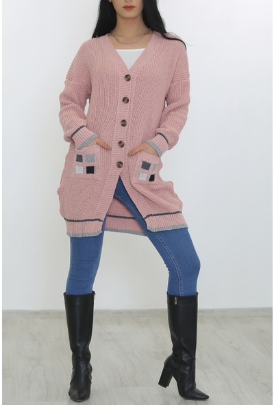 Berlin Shop Düğmeli Cepli Hırka Pudra - 8638.1319. Berlin Shop Düğmeli Cepli Hırka Pudra - 8638.1319.