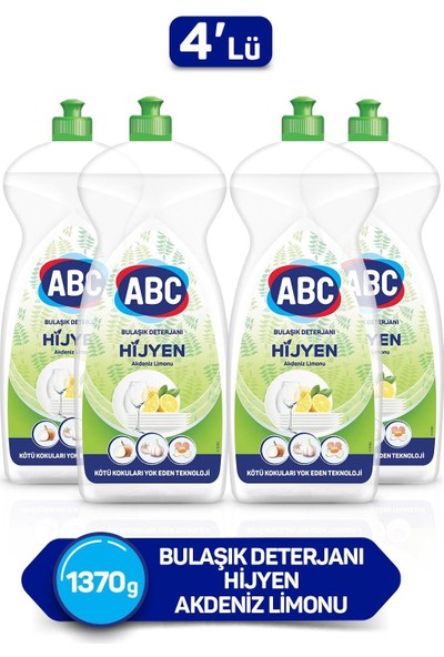 Abc Bulaşık Deterjanı Hijyen Limon 1370 gr 4'lü Abc Bulaşık Deterjanı Hijyen Limon 1370 gr 4'lü