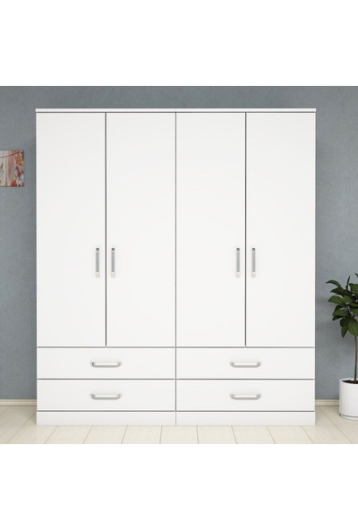 My Seymas 4 Kapaklı 4 Çekmeceli Gardırop