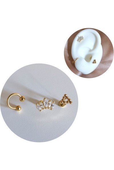 Bylin Cerrahi Çelik Taç Figürlü Zarif Gold Piercing Set- 3 Adet - 6 mm Bylin Cerrahi Çelik Taç Figürlü Zarif Gold Piercing Set- 3 Adet - 6 mm