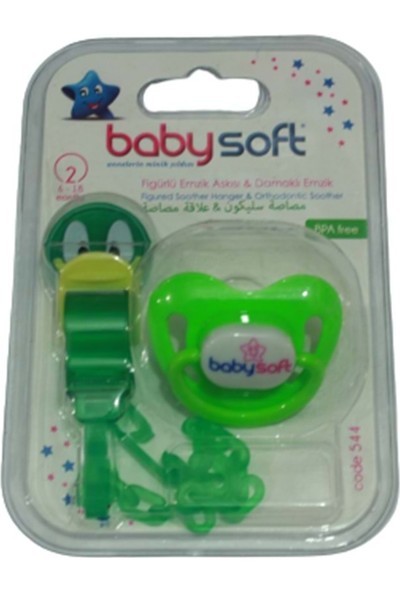 Baby Soft Askılı Silikon Damaklı Emzik 6 18 Ay Yeşil Baby Soft Askılı Silikon Damaklı Emzik 6 18 Ay Yeşil