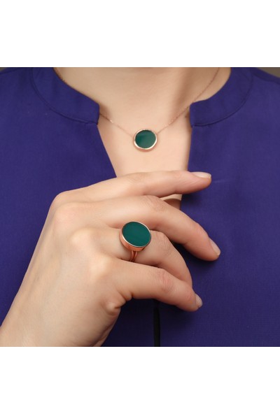Sima Silver Gümüş Tasarım Akik Taşlı Bayan Kolye Yüzük Trend Set Tak Sima Silver Gümüş Tasarım Akik Taşlı Bayan Kolye Yüzük Trend Set Tak