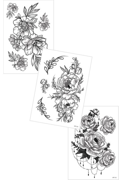 Artikel 3'lü Geçici Dövme Seti,geçici Tattoo ,vücut Dövme,kol Bilek Dövme,boyun Dövme,sırt Dövme