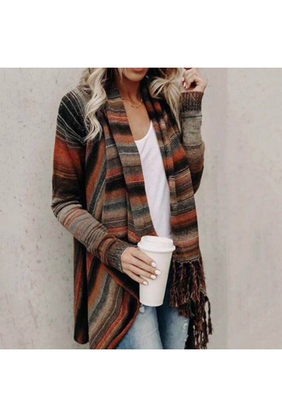 Palyshery Kadın Şal Kazak Püskül Kaban Hırka (Yurt Dışından)