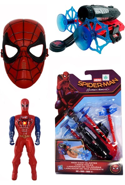 Örümcek Adam Spider Man Vantuz Ağ Ok Atıcı Fırlatıcı + Maske ve 17CM Işıklı Figür Seti Örümcek Adam Spider Man Vantuz Ağ Ok Atıcı Fırlatıcı + Maske ve 17CM Işıklı Figür Seti