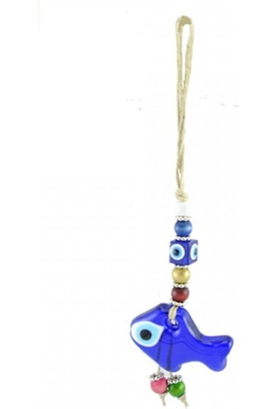Piyop Nazar Boncuğu Cam Jut Ipli Balık Figürlü