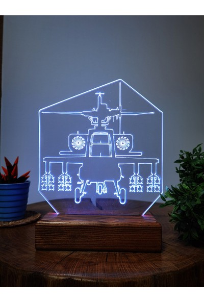 Dekor Mood Askeri Helikopter 3D LED Lamba