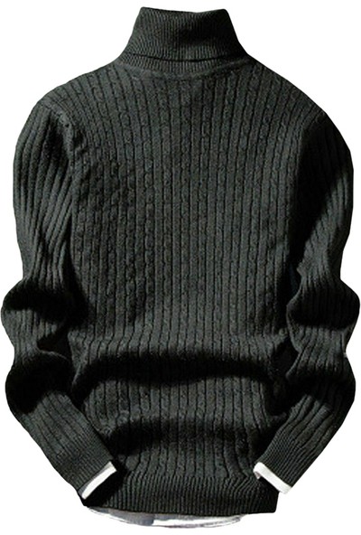 Erkek Yüksek Yaka Triko Slim Triko Sıcak Bluz