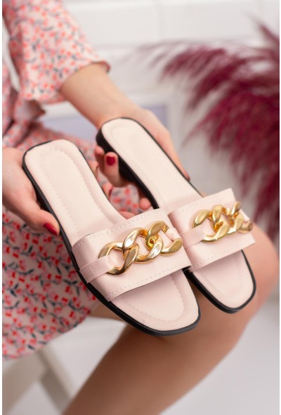 ModaFrato Smt Zincir Kadın Terlik Dış Mekan ve Ev Terliği