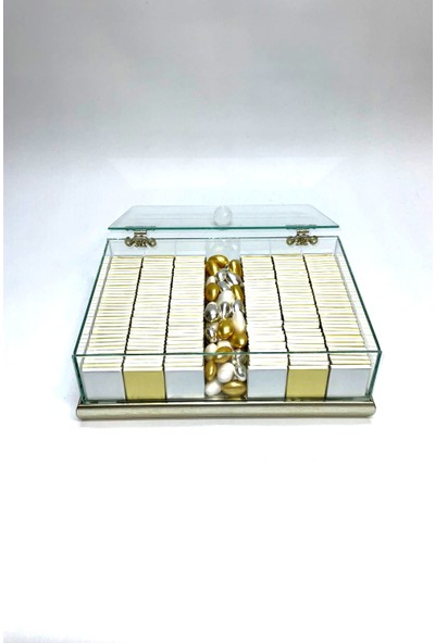 Bünyamin Çalışkan Cam Kutu Çikolata Kutusu Çok Amaçlı Takı Kutusu Dekoratif Kutu Hediyelik Kutu