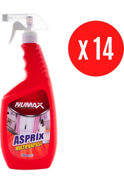 Numax Çok Amaçlı Temizlik Sıvısı Sprey 750 ml x 14 Numax Çok Amaçlı Temizlik Sıvısı Sprey 750 ml x 14