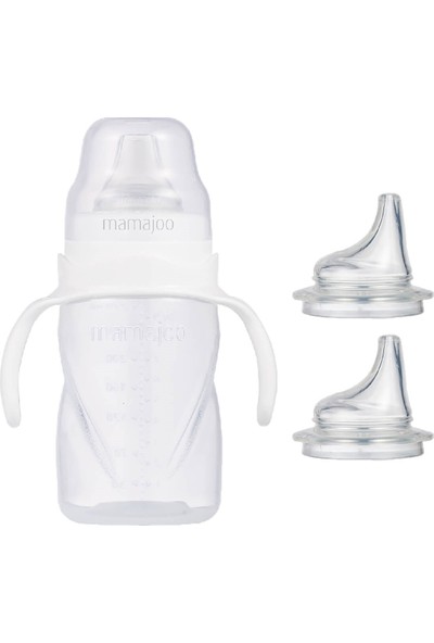 Mamajoo Kulplu Eğitici Bardak 270 ml & Yedek Ikili Bardak Ucu / Beyaz Mamajoo Kulplu Eğitici Bardak 270 ml & Yedek Ikili Bardak Ucu / Beyaz