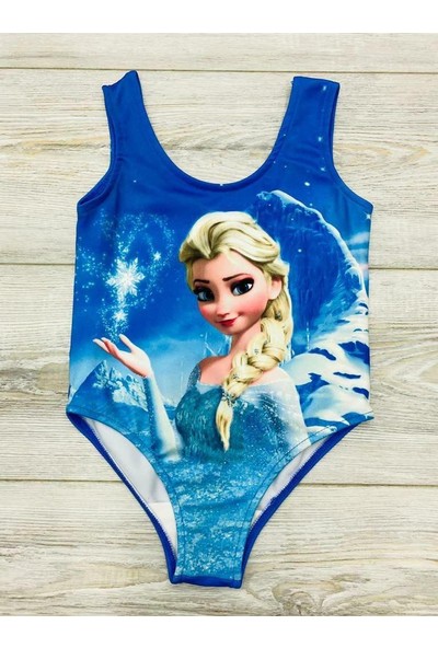 Rapapa Kız Çocuk Elsa Baskılı Mayo Mavi 0405- Rapapa Kız Çocuk Elsa Baskılı Mayo Mavi 0405-