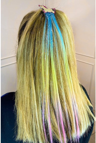 Şubu Tasarım Uzun Renkli Pens Saç Pens Tokası Mavi SBT367