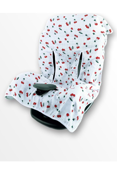 Ponçikya Organik Pamuk Müslin Oto Koltuğu Kılıfı - Kirazlar Ponçikya Organik Pamuk Müslin Oto Koltuğu Kılıfı - Kirazlar