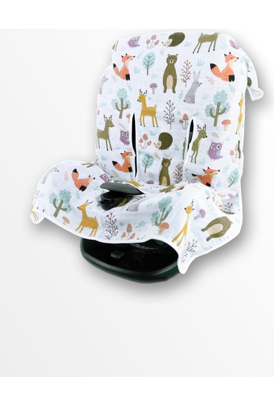 Ponçikya Organik Pamuk Müslin Oto Koltuğu Kılıfı - Sevimli Orman Ponçikya Organik Pamuk Müslin Oto Koltuğu Kılıfı - Sevimli Orman