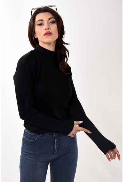 Belifanti Collection Kadın Balıkçı Yaka Boğazlı Slim Fit Kazak Siyah Belifanti Collection Kadın Balıkçı Yaka Boğazlı Slim Fit Kazak Siyah